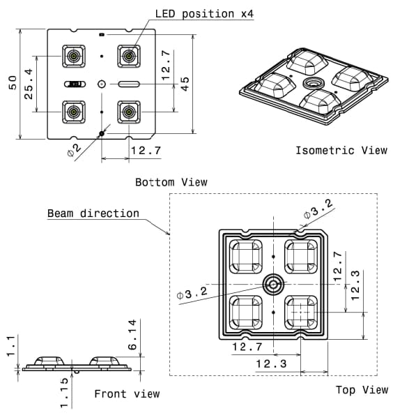 AMBER-2X2 LED Lighting Lenses - Ledil | Mouser